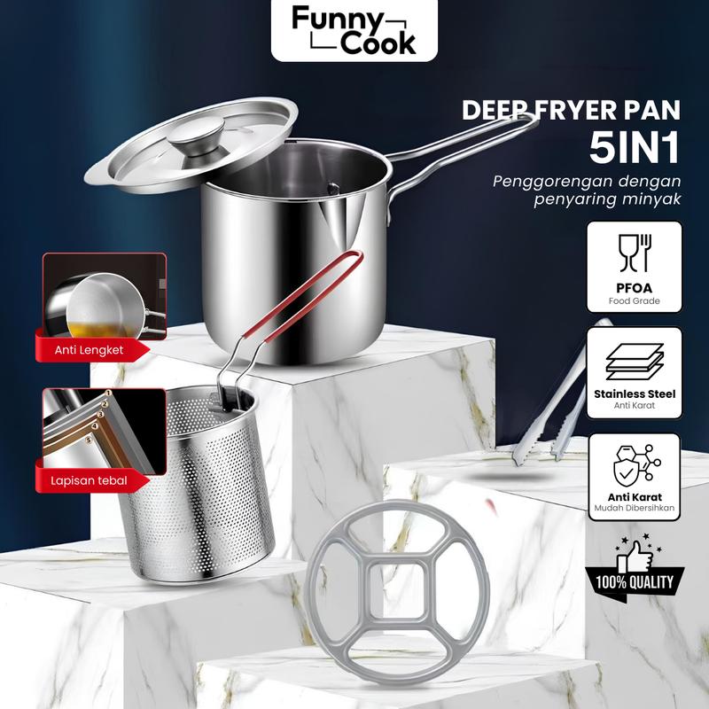 [EXCLUSIVE CECEKETARKETIR] Funnycook 5 in 1 Mini Deep Fryer Panci ...