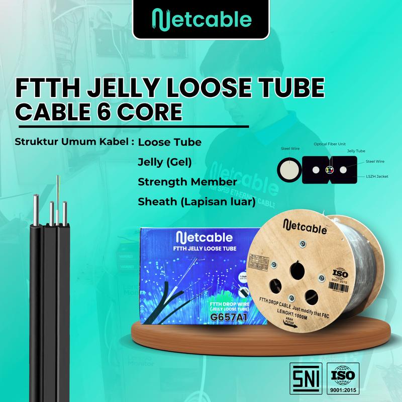 NETCABLE Kabel Fiber Optik Jelly Tube 6 Core 3 Seling 1KM | Dropcore ...