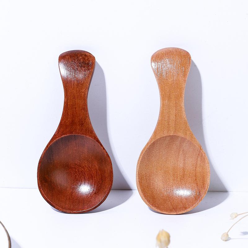 Sudu kayu mini dengan pemegang pendek, sudu teh kayu kecil, rempah ...