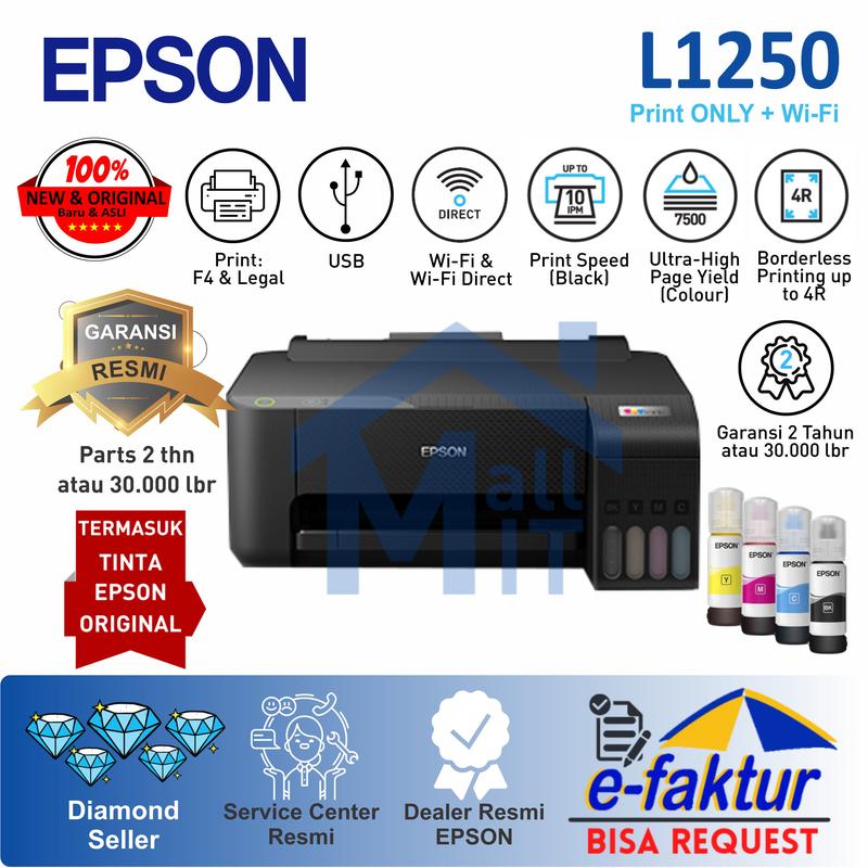 Printer Epson L1250 L-1250 L 1250 Print Only Wifi Garansi Resmi - Shop ...