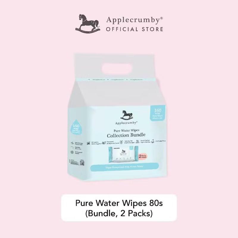 Applecrumby Pure Water Wipes 80s (2 Packs Bundle) - TikTok Shop Malaysia