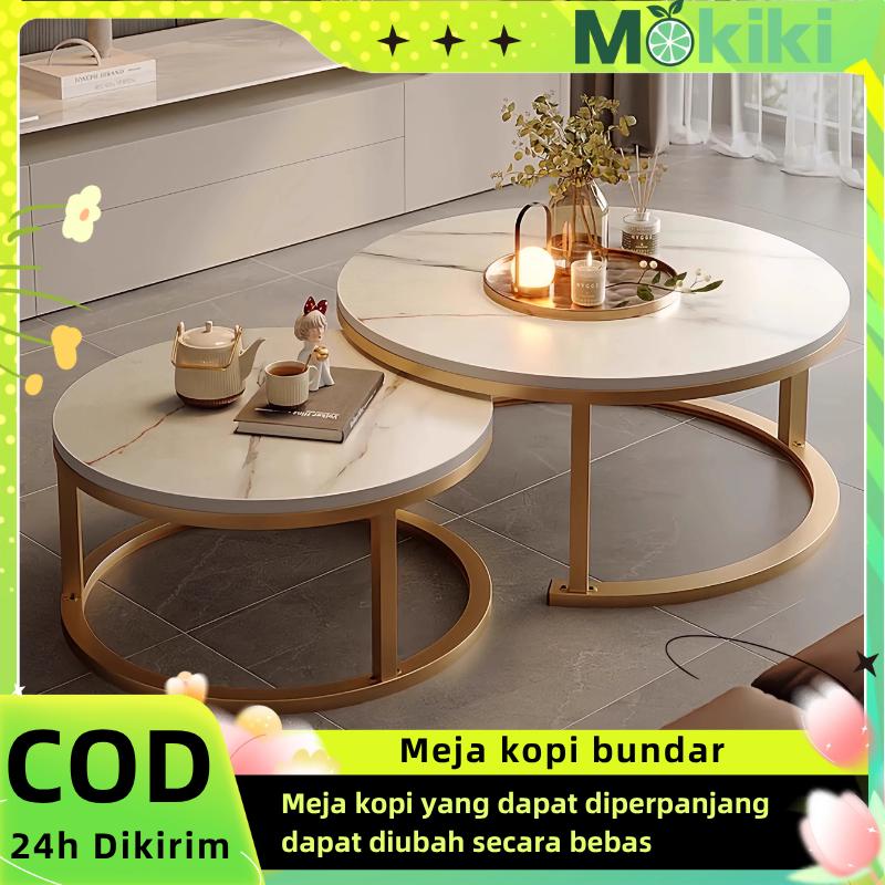 Mokiki Meja Kopi Fleksibel Set Marmer Bersarang Gaya Nordik Serbaguna untuk Ruang Tamu Kamar ...