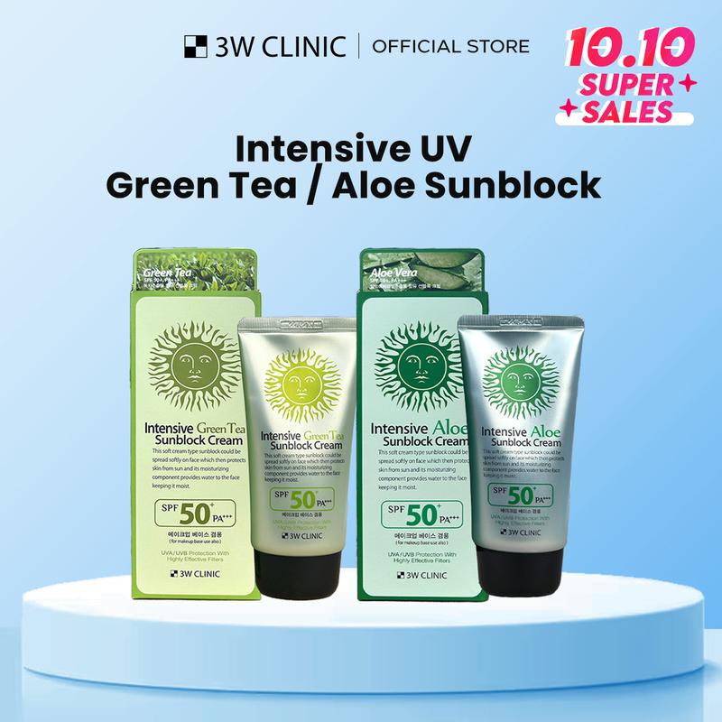 3W Clinic Intensive Aloe Sunblock Cream /Intensive Green Tea - TikTok ...