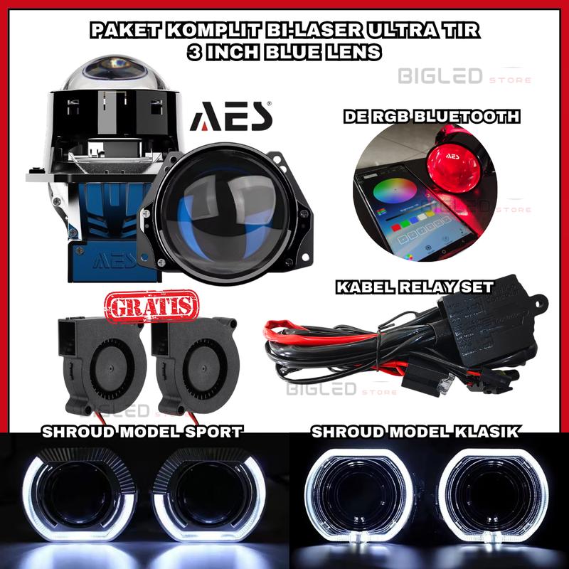 PAKET Bi-laser Biled Projector AES Turbo SE Ultra Cooler 3 Inch - Shop ...