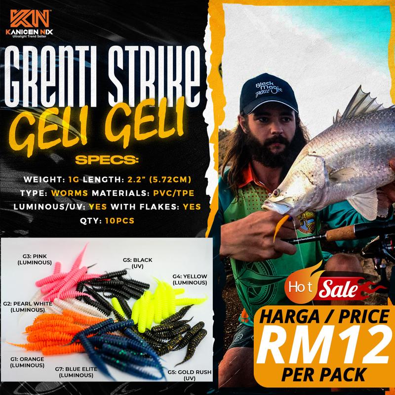 Kanicen Nix GELI GELI WORMS ORIGINAL SOFT BAITS Umpan Ikan Hitam ...