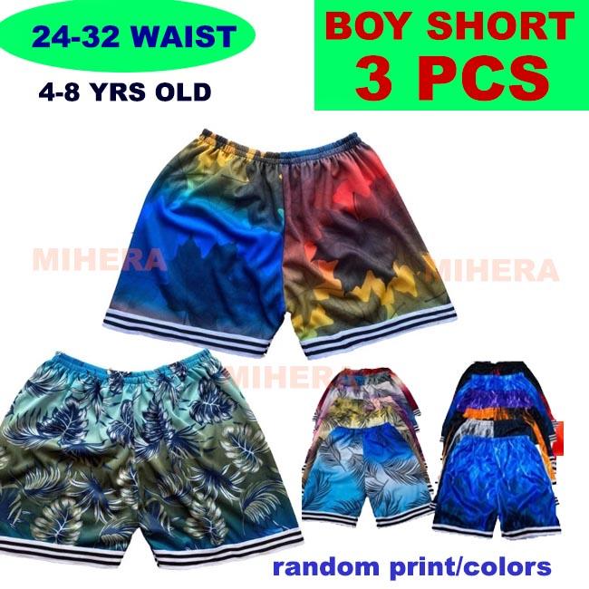 3 PCS Drifit PAHA Printed Short for Kids Boy 4 to 8 yrs old casual ...