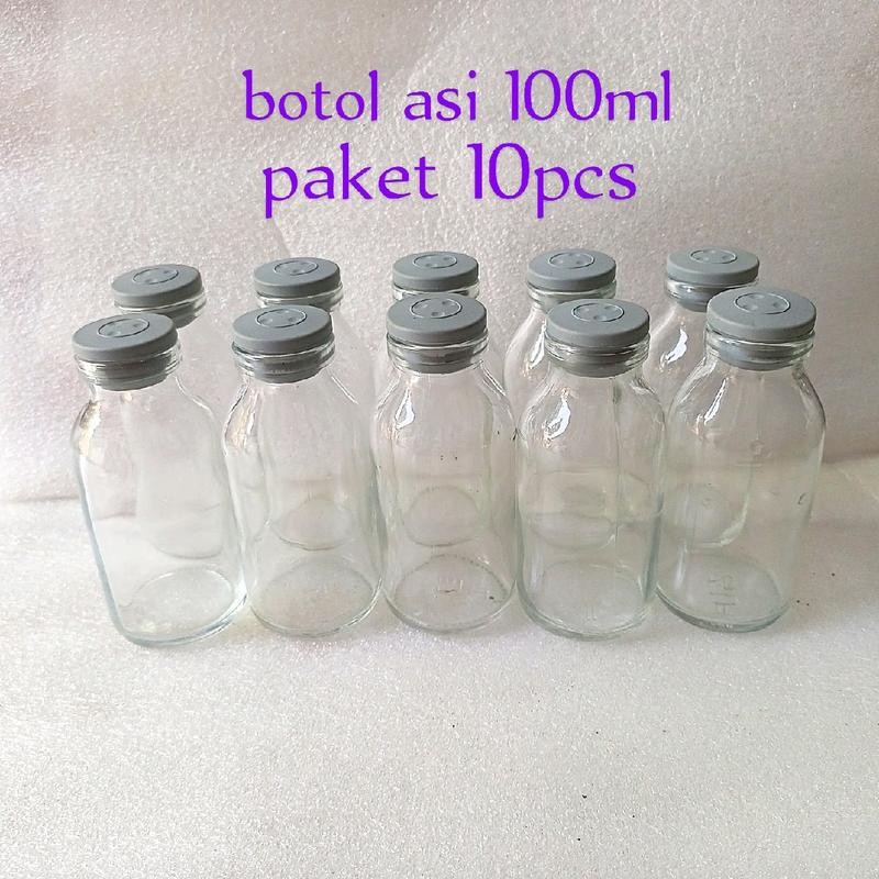 Botol kaca botol ASI ukuran 100ml(paket 10pcs) botol bening plus - Shop ...