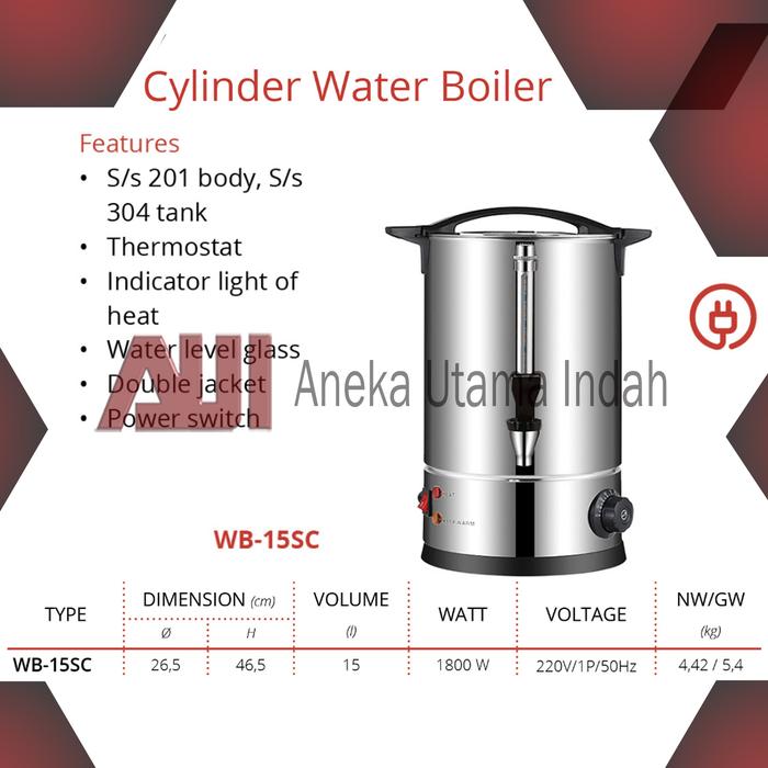 Jual Getra WB-15SC Cylinder Water Boiler Teko Pemanas Air Listrik ...