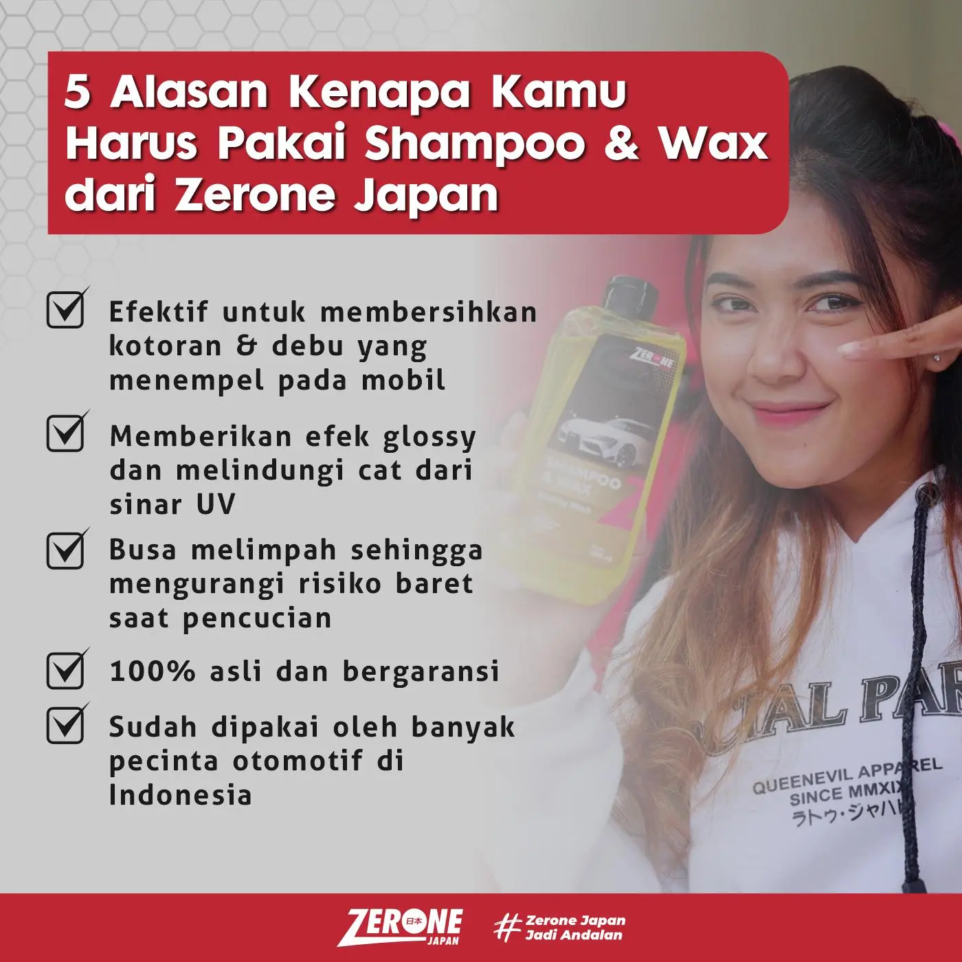 ZERONE Shampoo & Wax 500 ml - Shampoo Cuci Mobil Motor Efek Daun Talas ...
