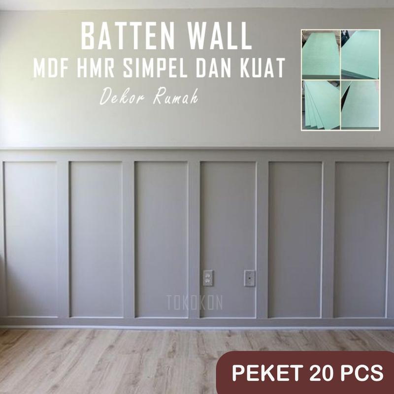 Paket 20 pcs Wall Batten HMR Premium MDF Hijau list Dekor rumah - Shop ...