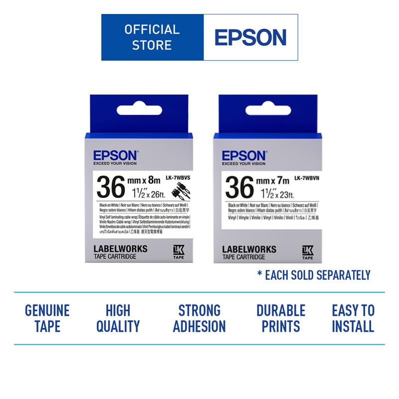 Epson 36mm LabelWorks Tape (Vinyl Black on White / Self-Lami - TikTok ...