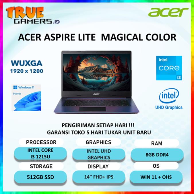 LAPTOP ACER ASPIRE LITE MAGICAL COLOR INTEL CORE I3 1215U 8GB RAM 512GB ...