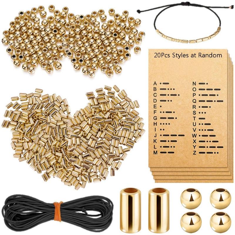 Morse Code Jewelry Making Set DIY Bracelet Making Kit Round Beads Long ...