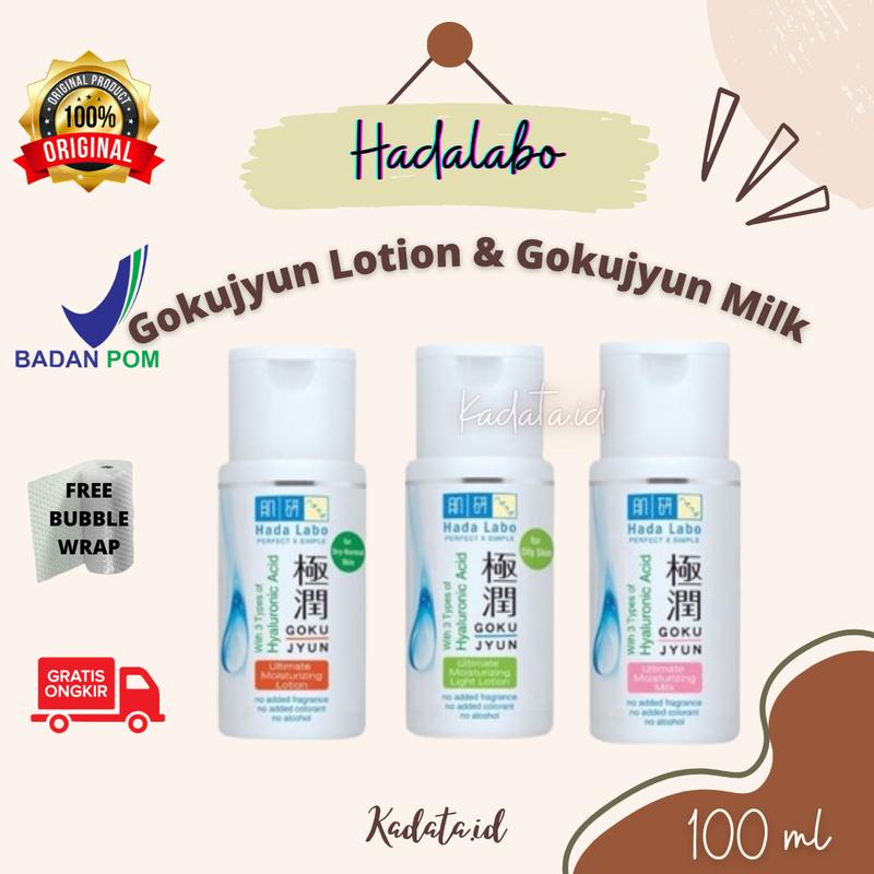 Hadalabo Gokujyun Lotion (Hydrating Toner) Gokujyun Milk (Pelembab ...