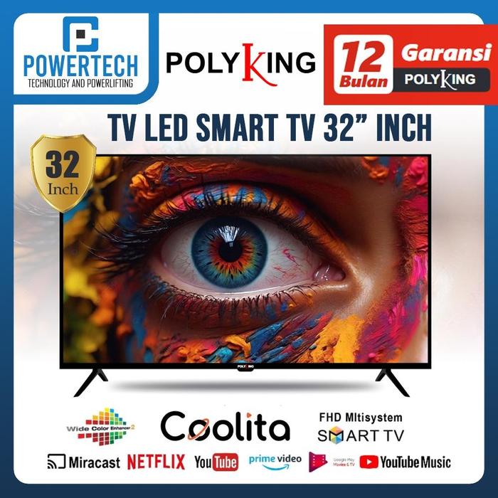 Jual POLYKING SMART TV LED 32 Inch Frameless Digital LED TV HD HDMI USB ...