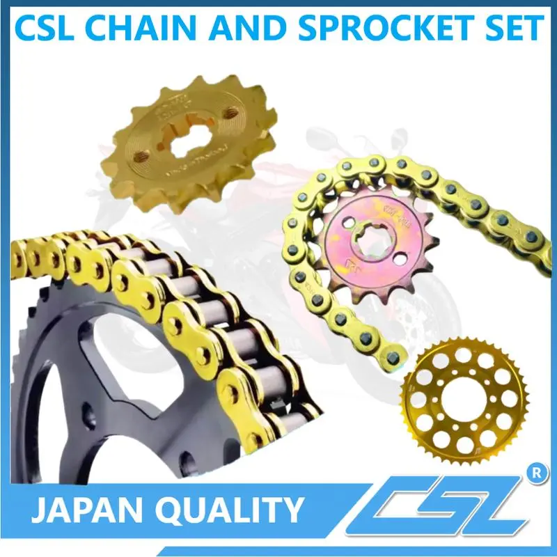 CSL JAPAN QUALITY GOLD CHAIN AND SPROCKET SET FOR ANY MOTORCYCLES PARTS ...