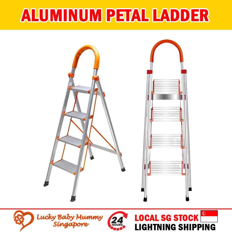 Heavy Duty Aluminum Pedal Ladder/4 to 6 Steps Ladder/Space Saving/Wide ...