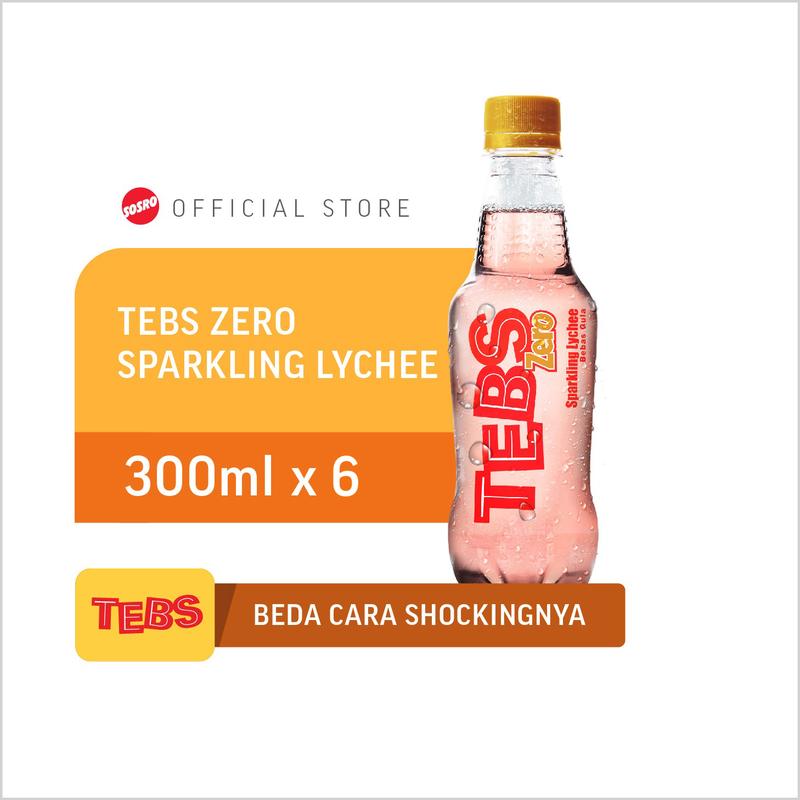 TEBS ZERO Sparkling Lychee 300ml isi 6 pcs - Shop | Tokopedia