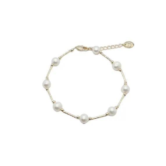 Chomel Freshwater Pearl Chain Bracelet With Gold Bars - TikTok Shop ...