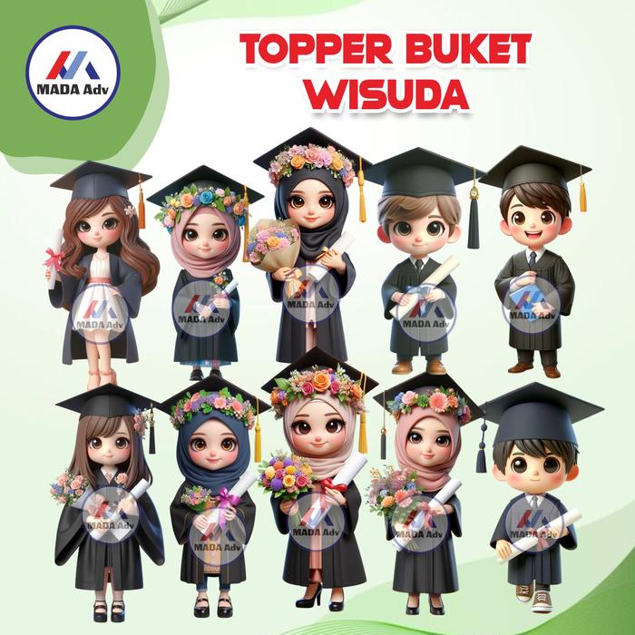 Jual Topper Wisuda ISI 10/ Topper Buket Bunga/ Topper Buket Wisuda 3D ...