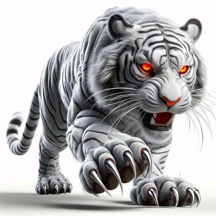 stiker 3D macan putih keren, stiker print sudah cutting,, size 15 x 20 ...