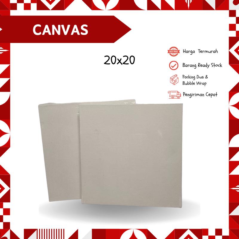 Canvas Lukis 20x20cm Kanvas Bingkai Alat Melukis Putih Polos - Shop ...