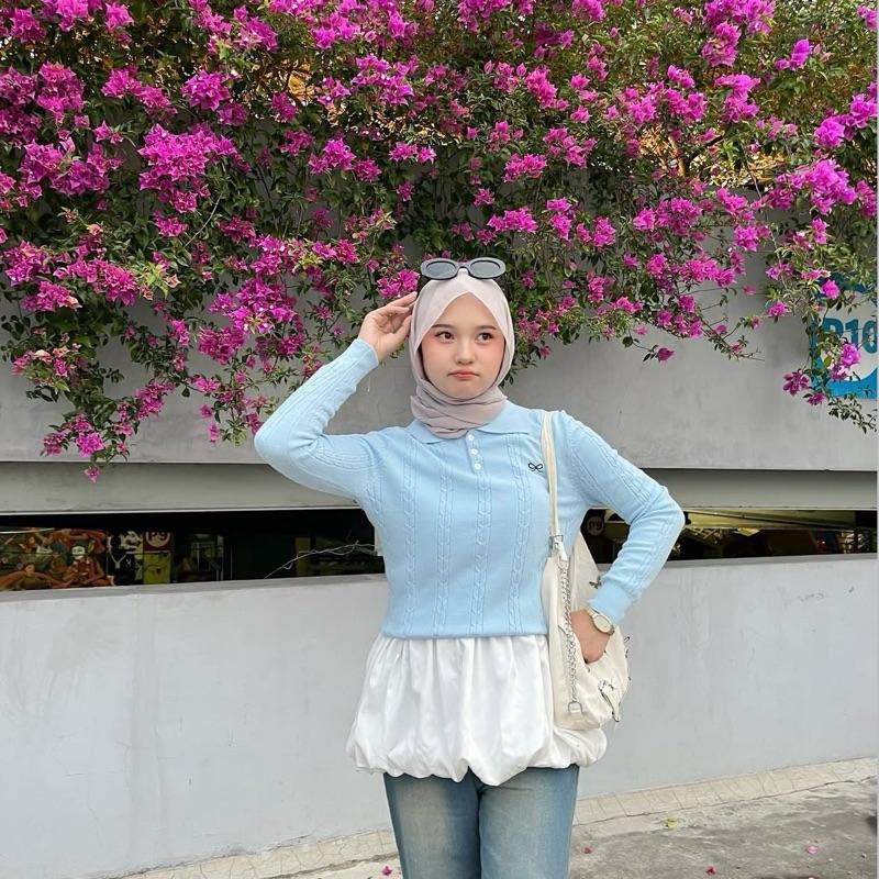 Gaury Inner Blouse-Inner balon tanpa lengan -Blouse Kutungan korean ...
