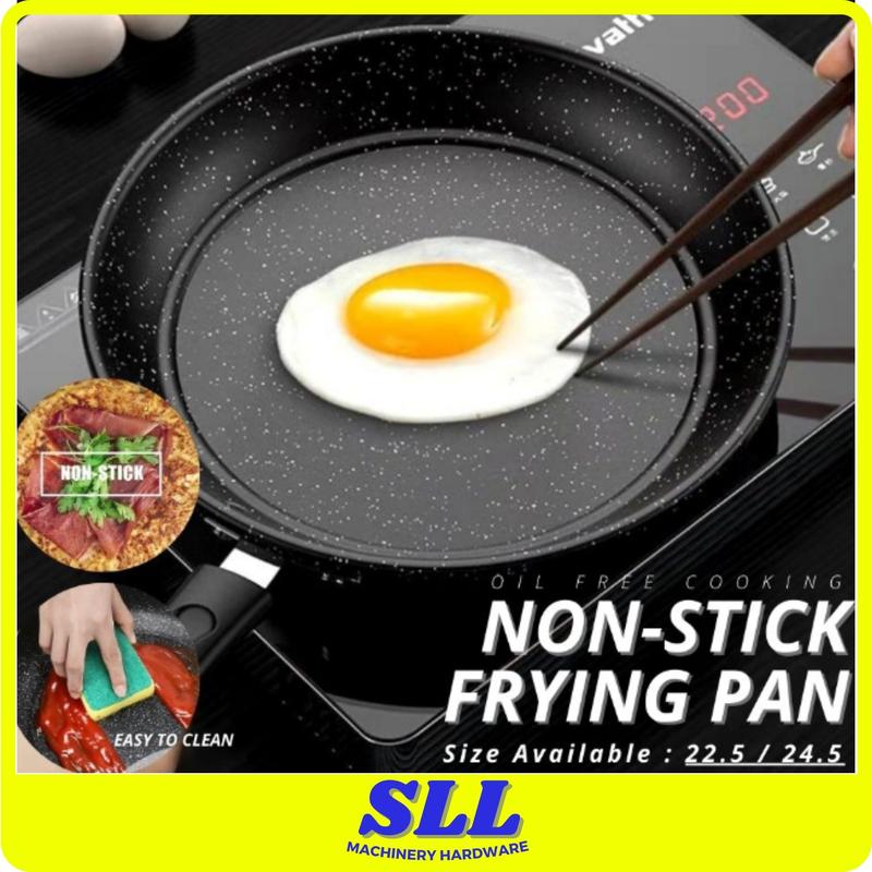 22.5cm 24.5cm Non-Stick Frying Pan Black Durable Scratch Resistant ...