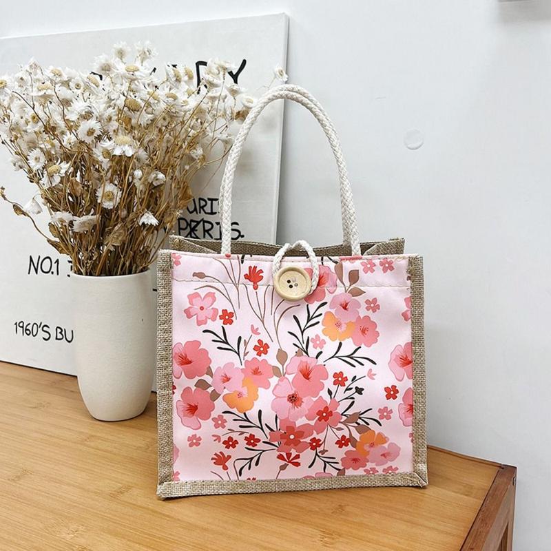 Beg Tangan Linen Kapas, Penyimpanan Rumah Cewamp, Bahan Kanvas ...