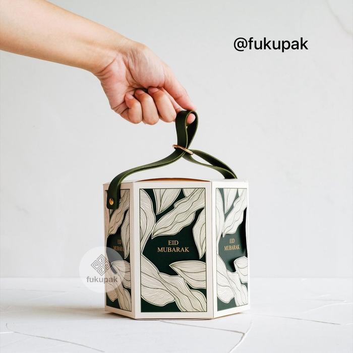 Jual (10pcs) Box Hexagon Idul Fitri Fukupak dus toples kue kering kotak ...