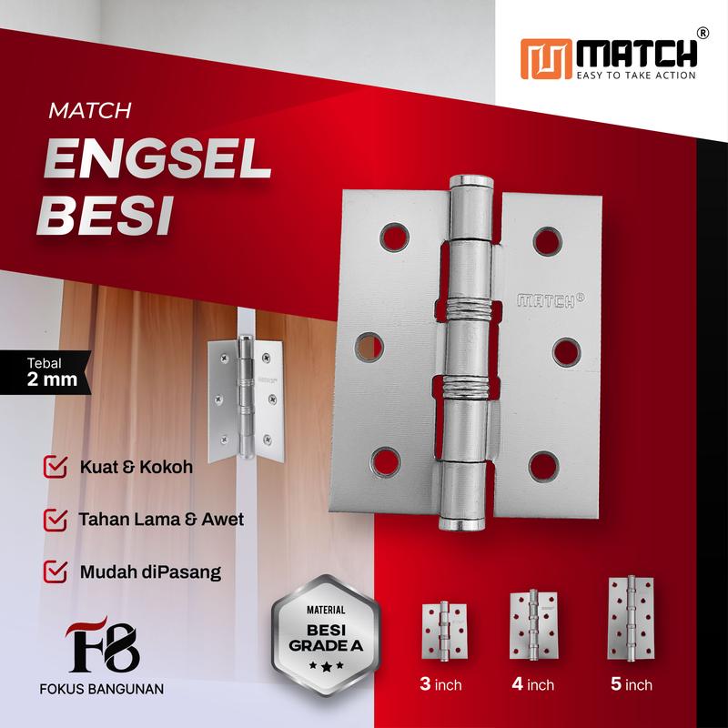 MATCH Engsel Besi 3 / 4 / 5 INCH Engsel Besi Pintu Jendela Match/Engsel ...