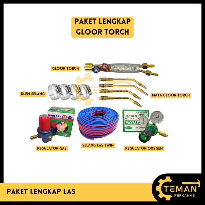 Jual PAKET Alat Blender Las Karbit GLOOR TORCH + Selang Las Double 5M ...