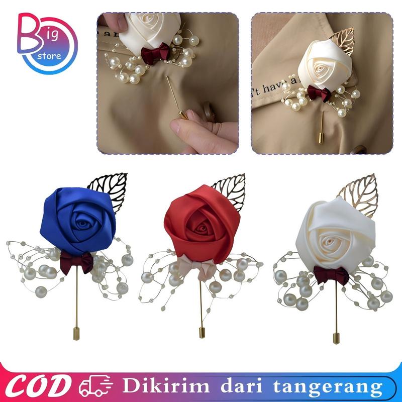 Groom Flower Brooch Bros Bunga Jas Pria Wanita Corsage Jas Pengantin ...