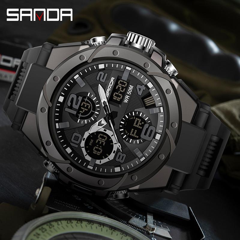SAMDA 6008 Sport Watches For Men 50M Waterproof LED Clock Alarm ...