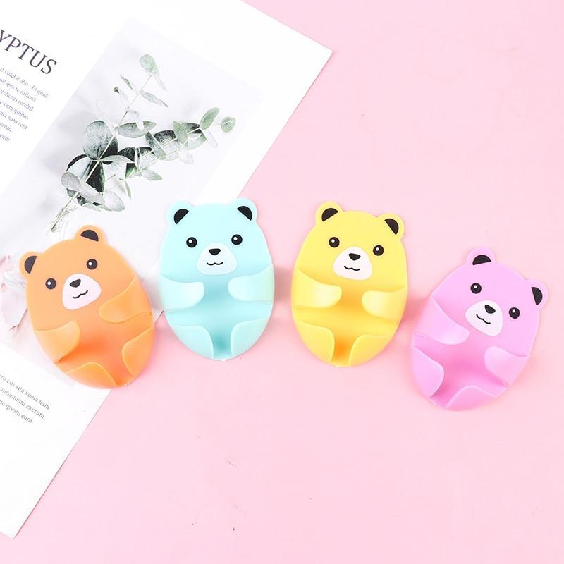 【4PCS】Powerful traceless cartoon plug hook kitchen bear plug storage ...