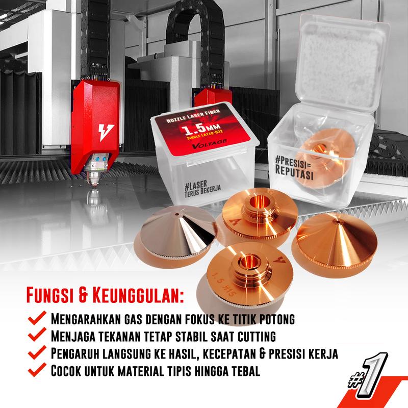Nozzle Laser Fiber Cutting Plat Besi Head Raytools WSX Precitec Single Layer & Double Layer D32 ...