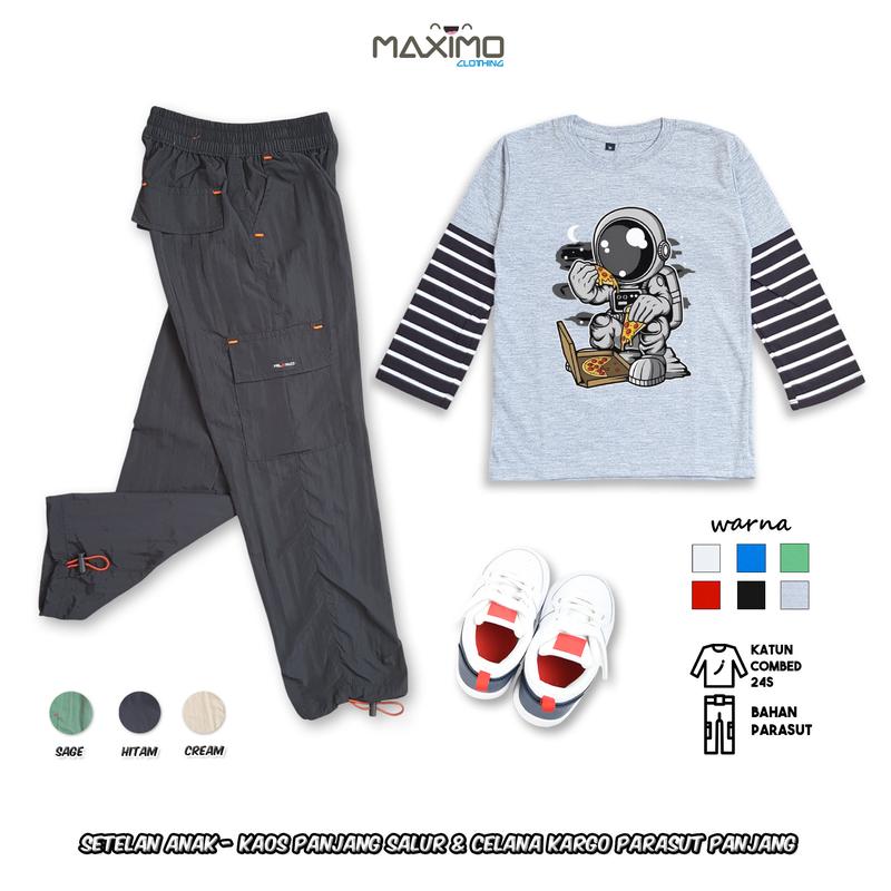 Setelan Anak Astro Salur Misty dan Celana Kargo Parasut Panjang - Shop | Tokopedia