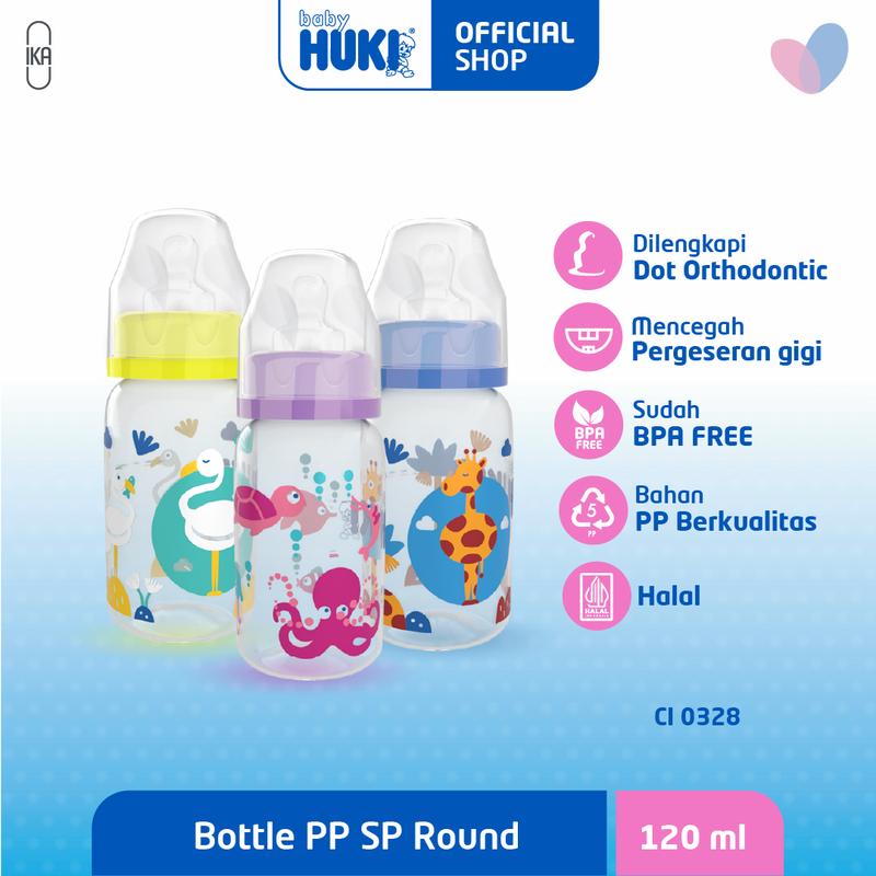 HUKI Botol PP Round - Dot Orthodontic - Ukuran 120 ml - Shop | Tokopedia