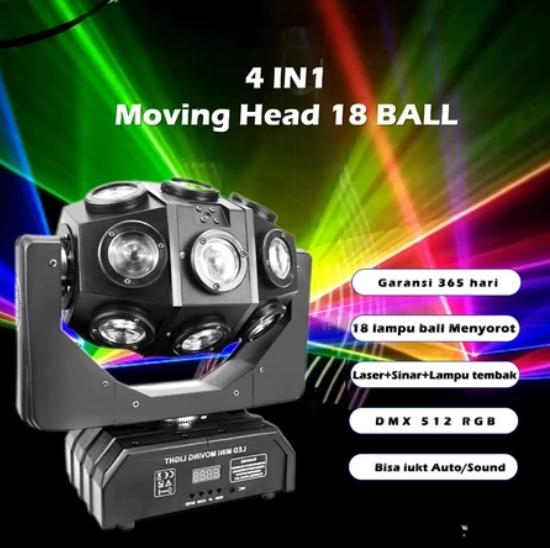 Moving Head Laser Beam 18*10watt Bisa ikut Sound Auto Sensor suara ...