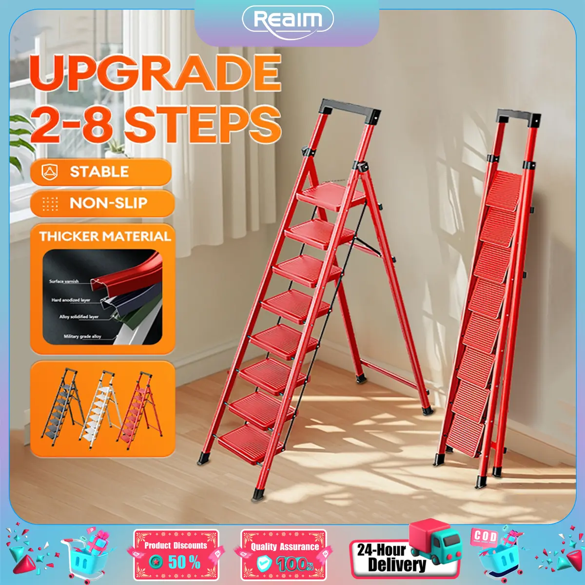 Aluminum ladder Foldable Tangga lipat Ladder Folding Heavy Duty ...