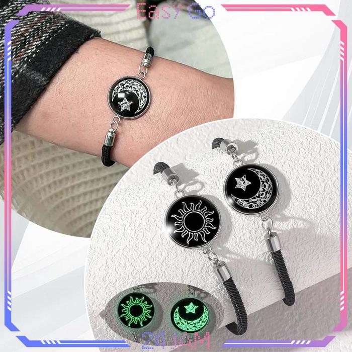 Jual 2pcs/Set Couple Gelang Pasangan Kulit Gelang Couple Sun Moon ...