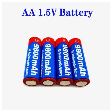 Baru 1.5V AA bateri boleh dicas semula 9800mah 1.5V bateri boleh ...