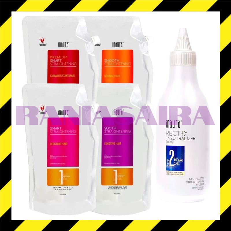 INAURA PAKET Straightening Step1 600ml + Step2 Netral Recto 500ml Cream ...