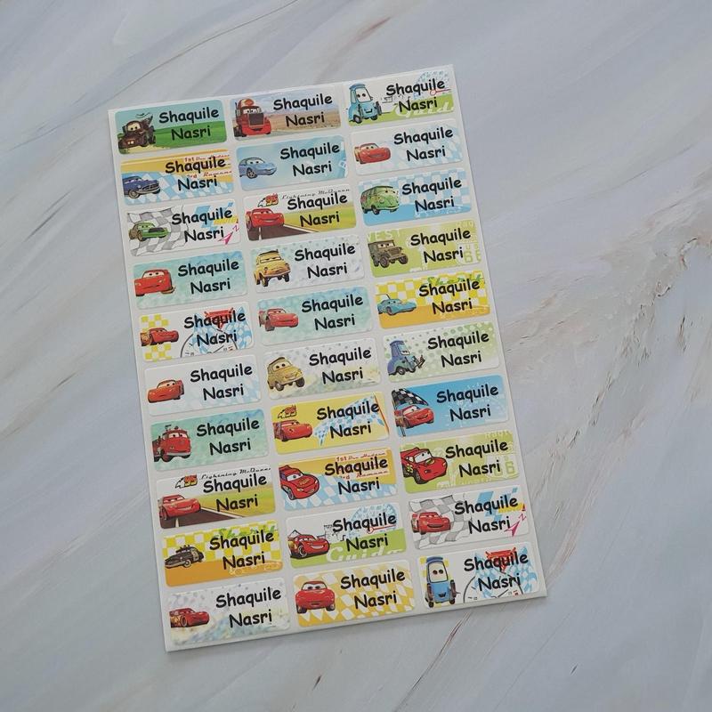 Children Waterproof Name Label Sticker Cars 3013 - TikTok Shop Singapore