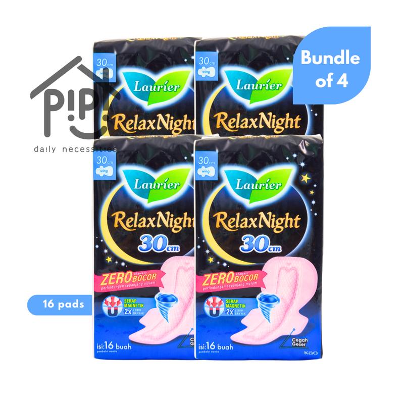 Laurier Relax Night Wing 30cm 4 x 16pads - TikTok Shop Singapore