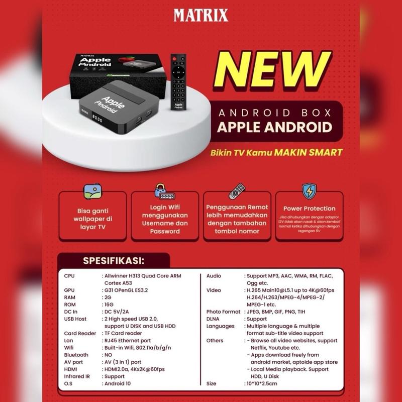 Apple Android TV Box RAM 2 GB/ ROM 16 GB 4K Smart TV - Shop | Tokopedia