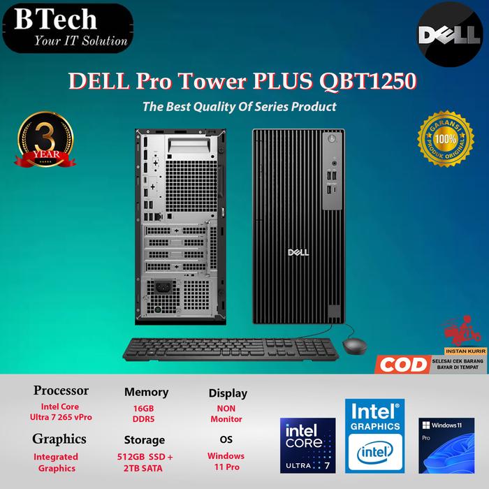 Jual PC DELL Pro Tower PLUS QBT1250 Core u7 Ultra 7 265 16GB 512GB+2TB ...