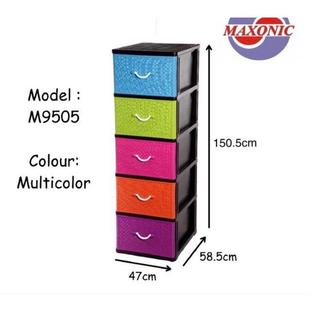Maxonic 5 Tier Plastic Drawer / Cabinet / Storage Cabinet Multi Color ...