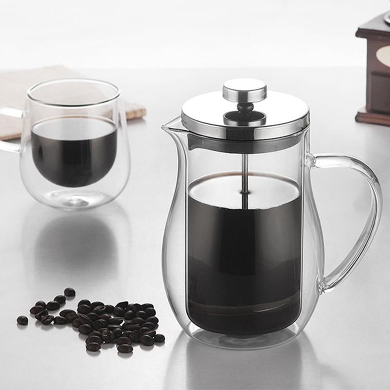 Coffee Pot, Double-Layer Press Pot, High Borosilicate Food Grade ...
