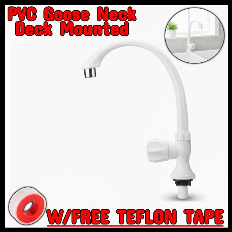1PCS Rotating Durable White PVC Goose Neck Deck Mounted Kitchen ...